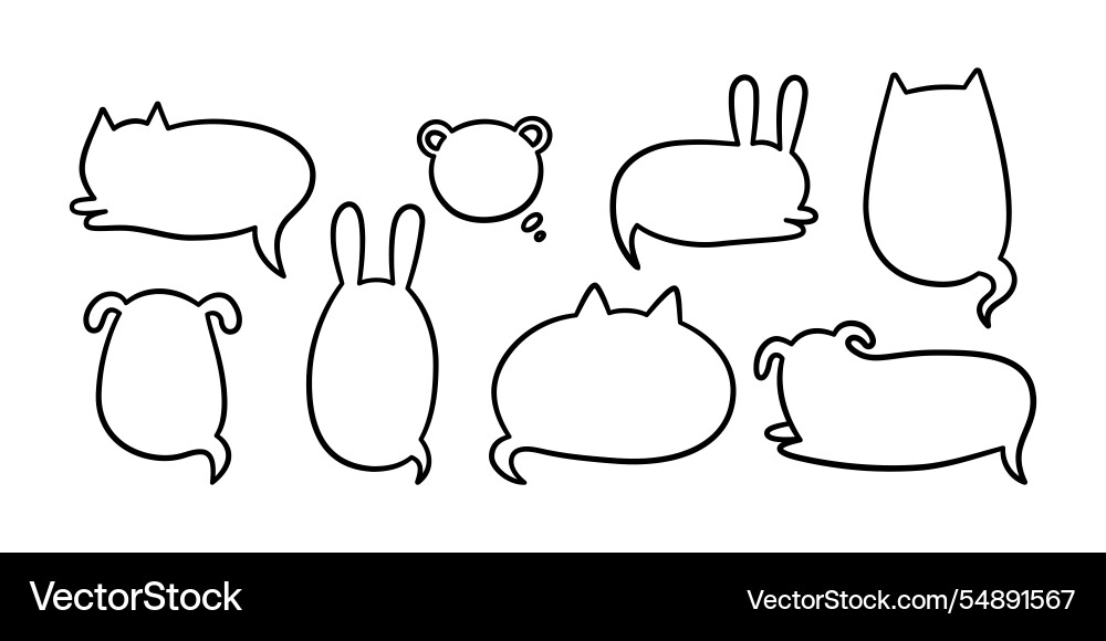 Cat dog rabbit pet speech bubble empty cute Vector Image