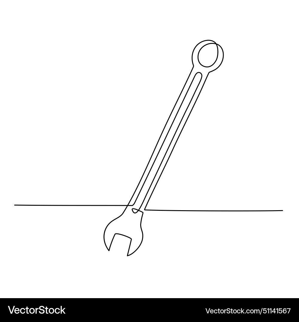 Continuous one line drawing of spanner Royalty Free Vector