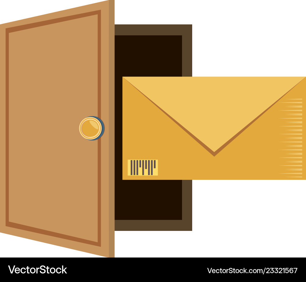 Envelope mail with door Royalty Free Vector Image