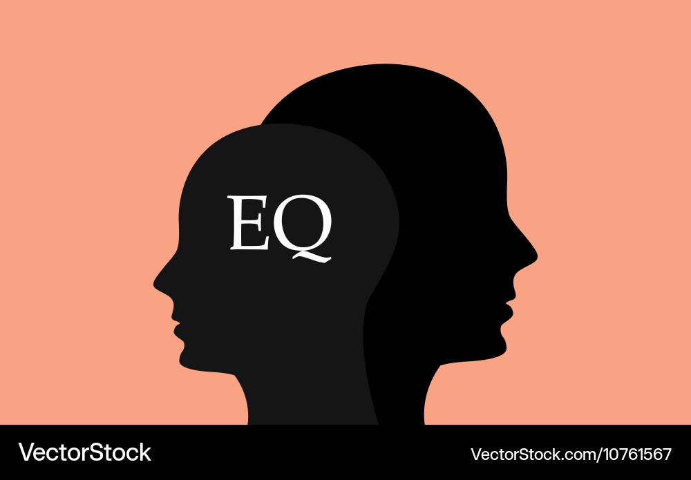 Eq emotional question with silhouette human brain Vector Image