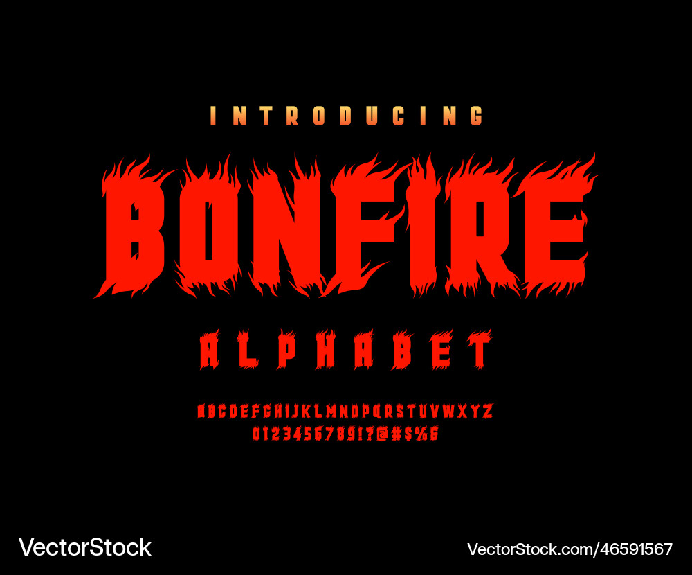Fire font Royalty Free Vector Image - VectorStock