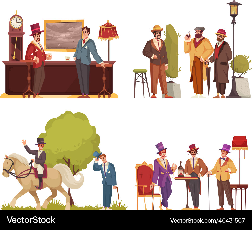 Gentlemen composition set Royalty Free Vector Image