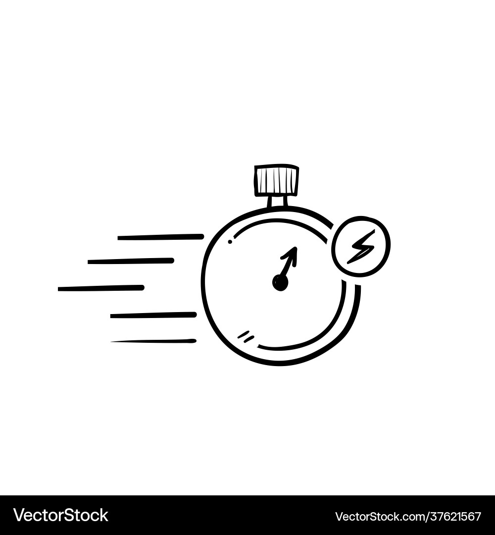 Hand drawn doodle fast time symbol isolated Vector Image