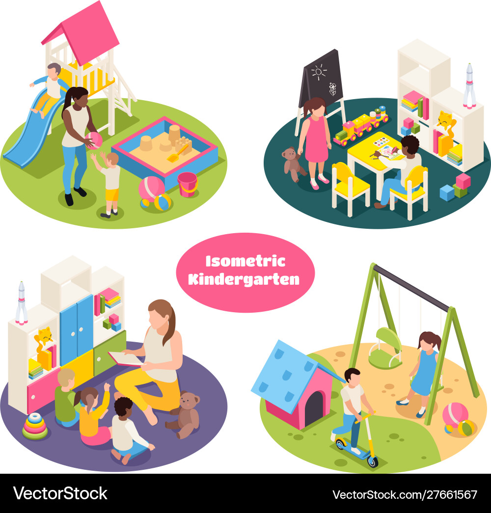 Isometric Kids Play Area Royalty Free Vector Image