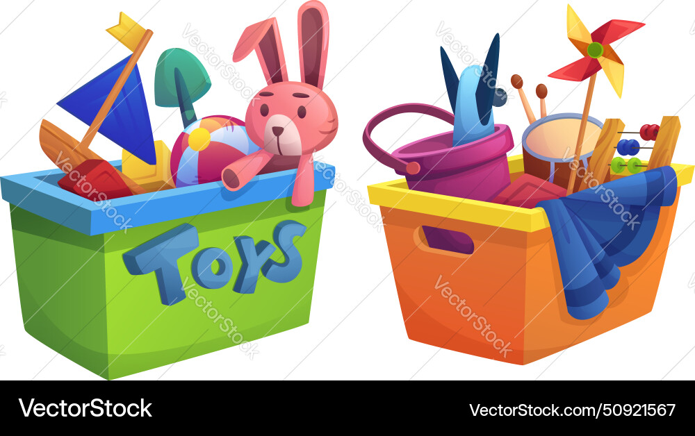 Kid toys in box - plastic container with plaything