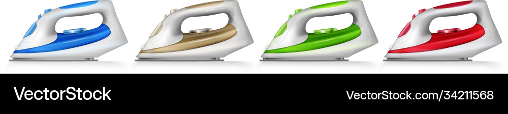Color iron ironing realistic icon set Royalty Free Vector