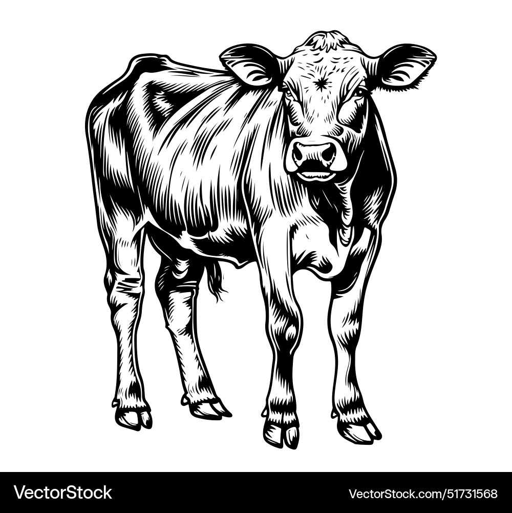 Cow is standing sketch Royalty Free Vector Image