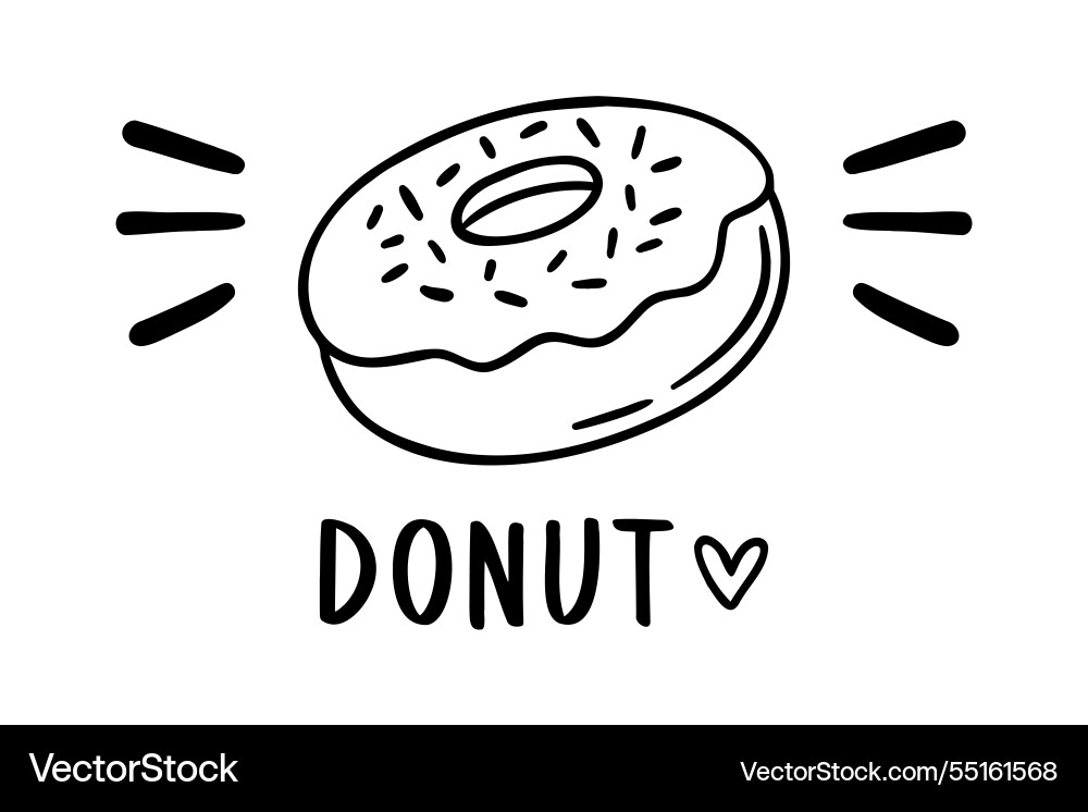 Donut or doughnut doodle hand drawn icon outline Vector Image