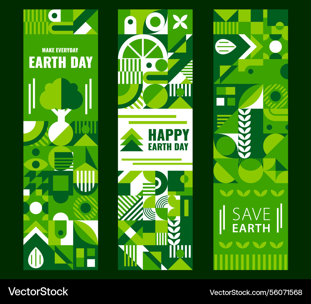 Earth day banners with green geometric shapes Vector Image