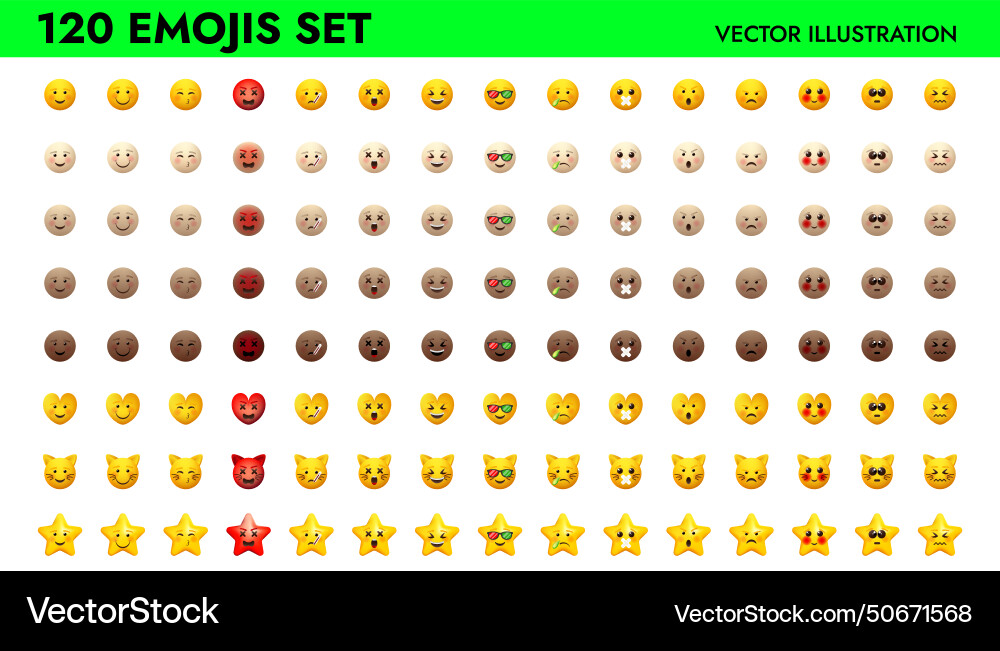 Emoji set design Royalty Free Vector Image - VectorStock