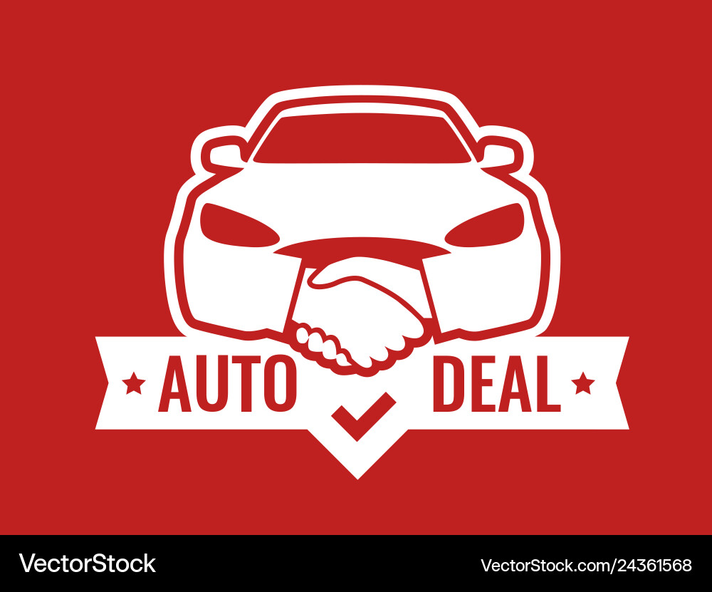 Front view of car with handshakes - creative Vector Image