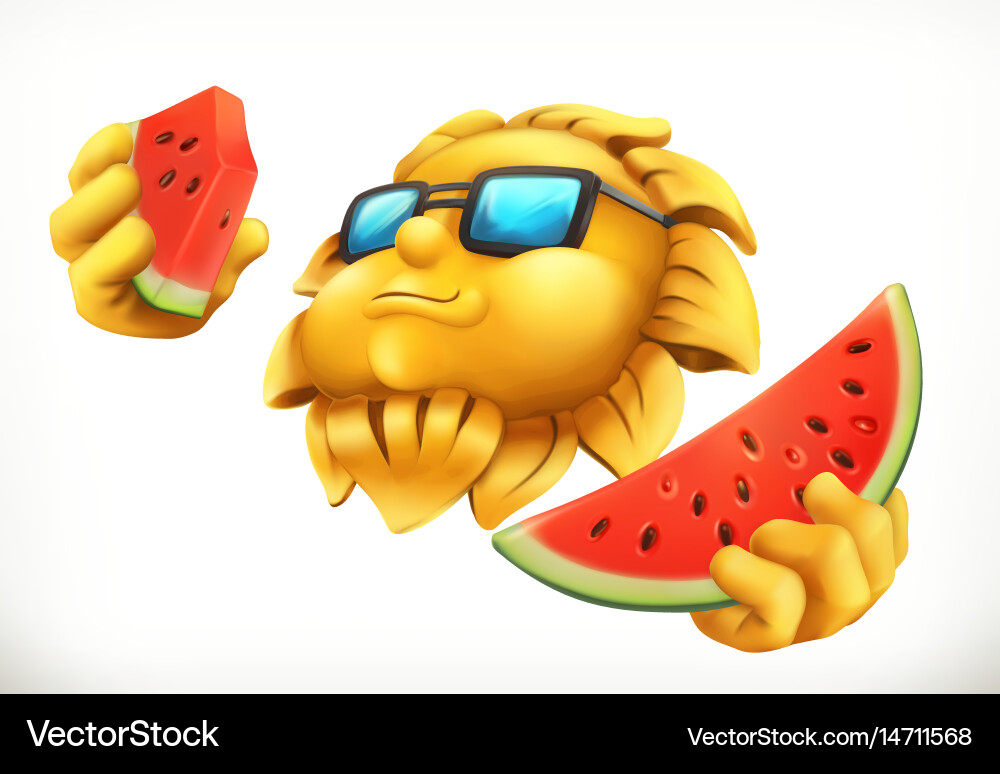 Fun summer sun with watermelon 3d icon Royalty Free Vector