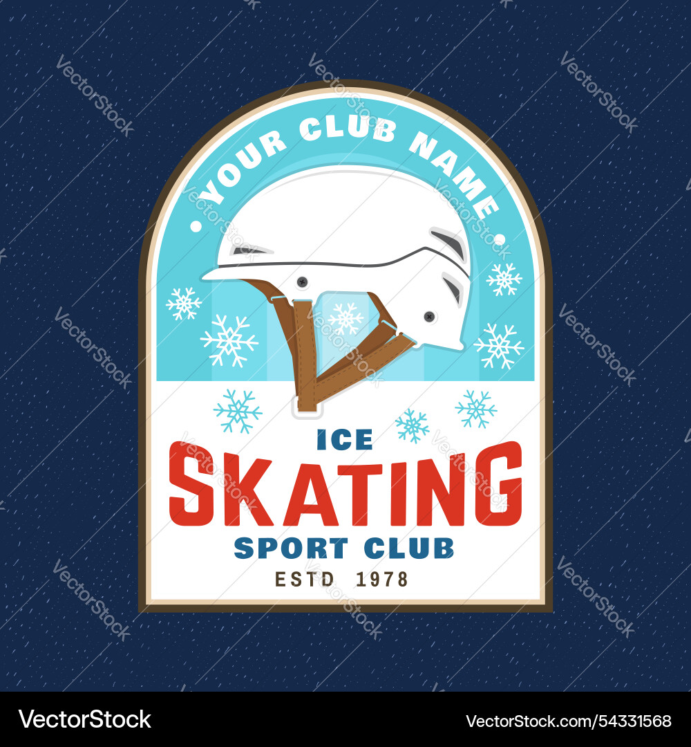 Ice skate club logo badge patch design concept Vector Image