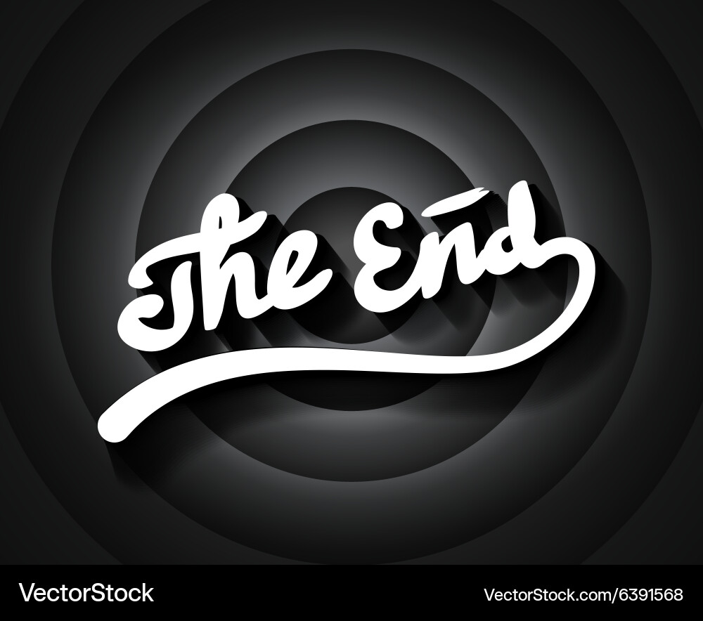 Old movie ending screen with b w gradient circles Vector Image