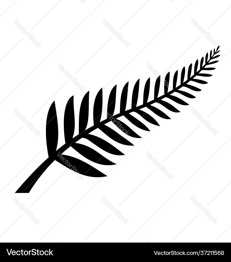 Silver Fern Emblem Icon Black & White Vector Image