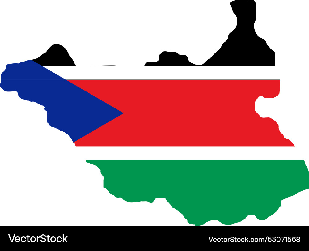 South sudan flag in map Royalty Free Vector Image