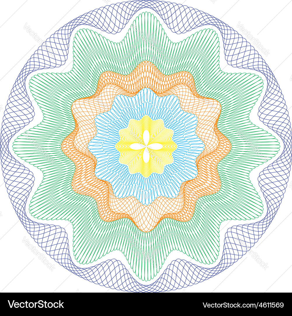 Colored circular guilloche pattern rosette Vector Image
