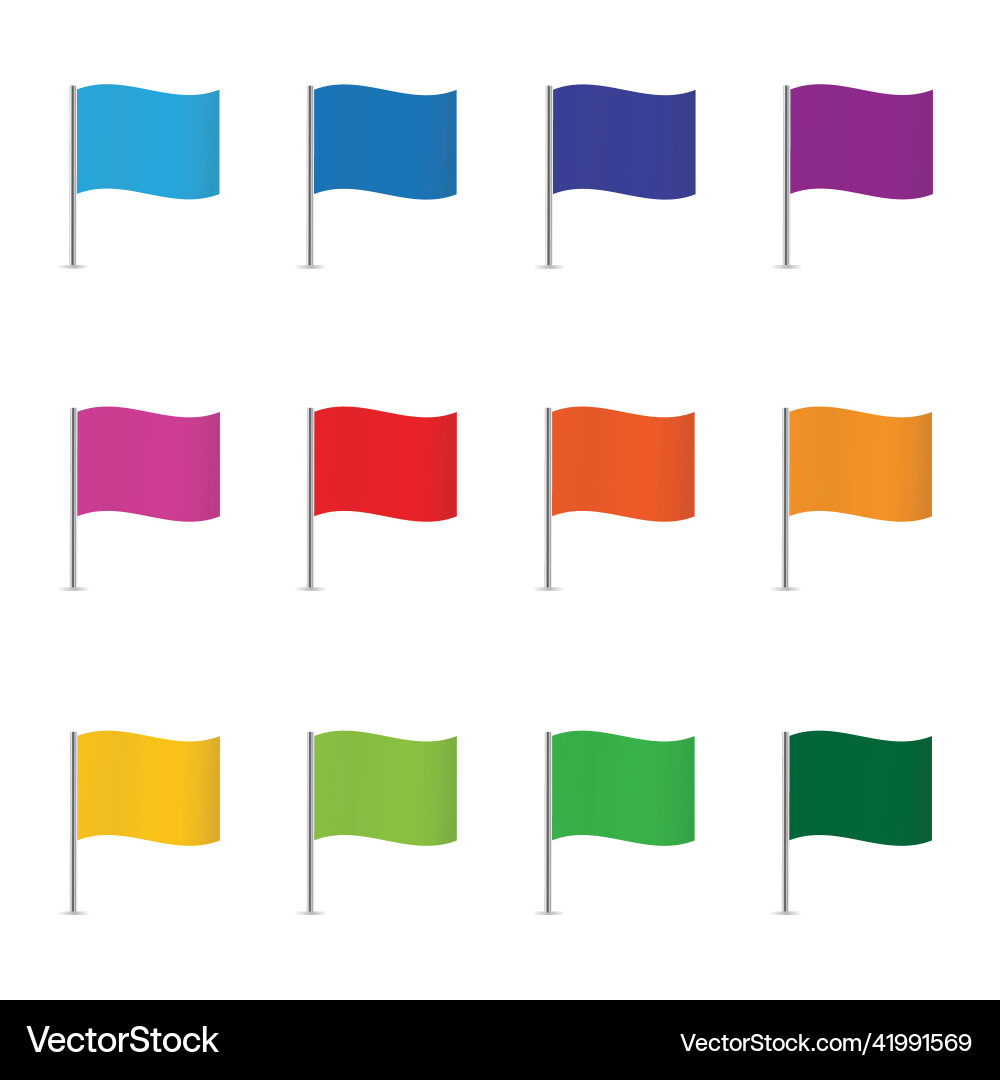 Colored flags on pole Royalty Free Vector Image