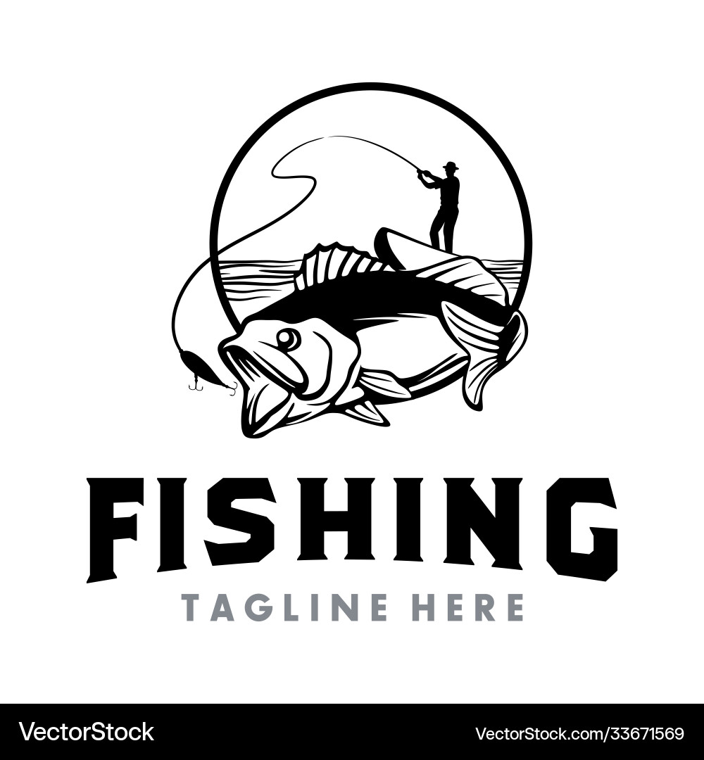 Fish and fishing logo design Royalty Free Vector Image