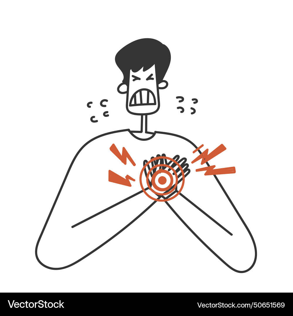 Hand drawn doodle chest pain Royalty Free Vector Image