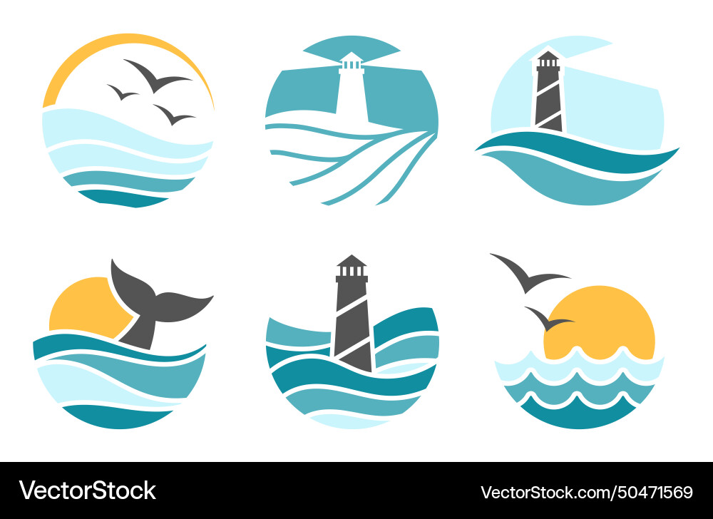 Ocean Waves & Marine Elements Royalty Free Vector Image