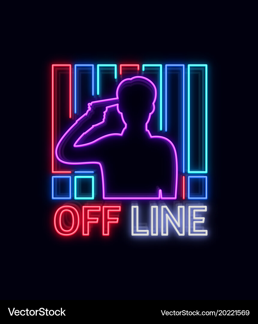 Offline slogan neon sign light banner concept Vector Image