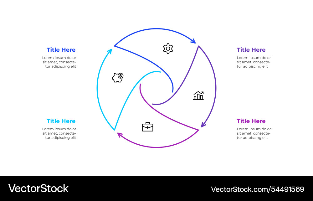 Outline cycle diagram divided into 4 sectors Vector Image Outline cycle diagram divided into 4 sectors Vector Image