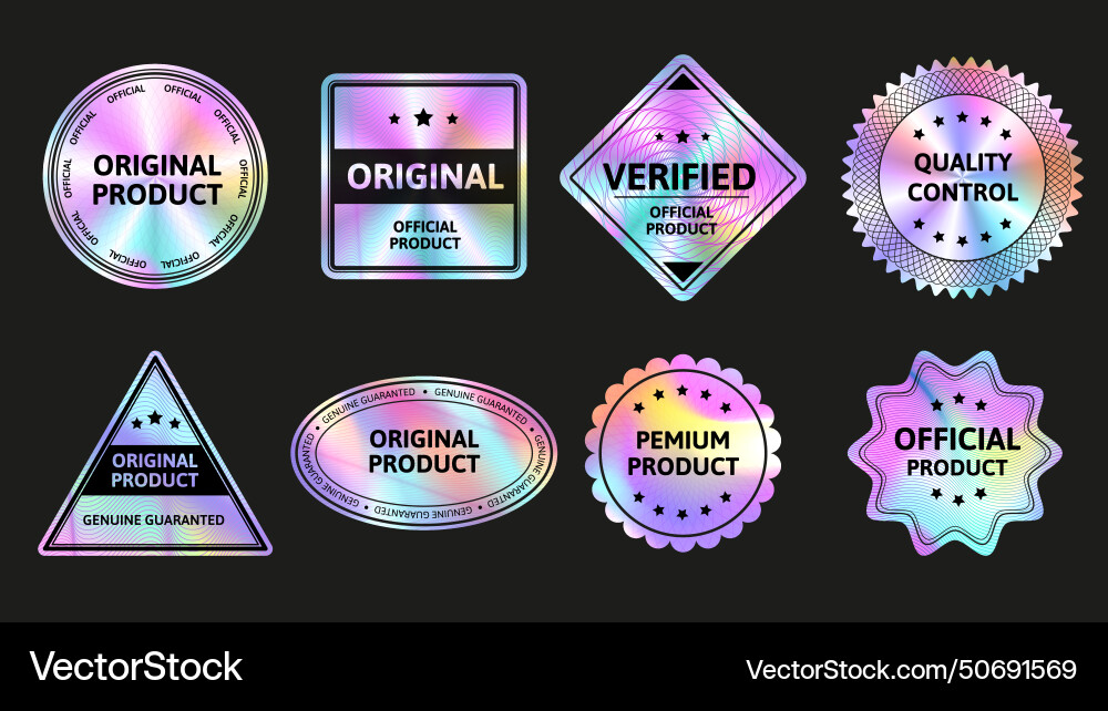 Secure holographic stickers original quality Vector Image