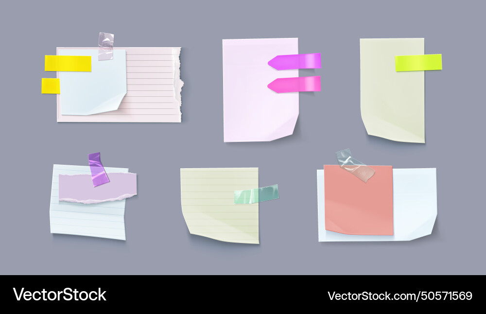 Set of paper notes isolated on background Vector Image