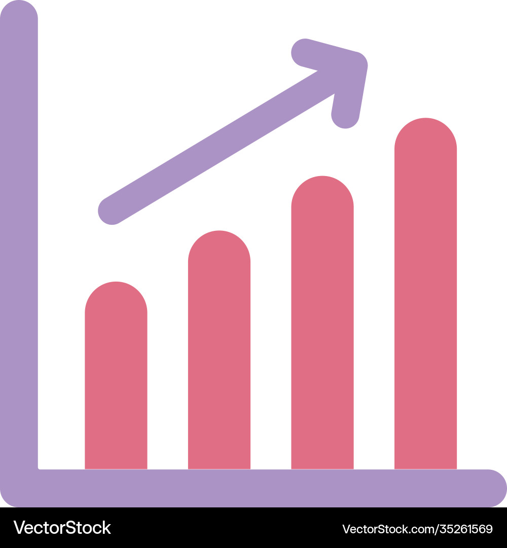 Statistics increasing with a purple arrow Vector Image