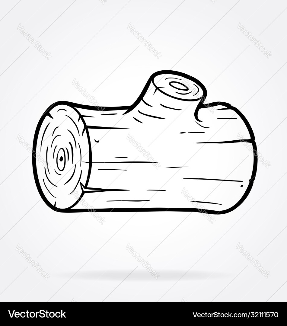 Cartoon Log Stump Line Art Royalty Free Vector Image
