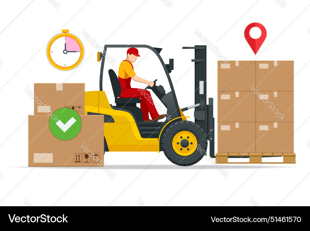 Forklift truck with boxes on pallet cargo Vector Image