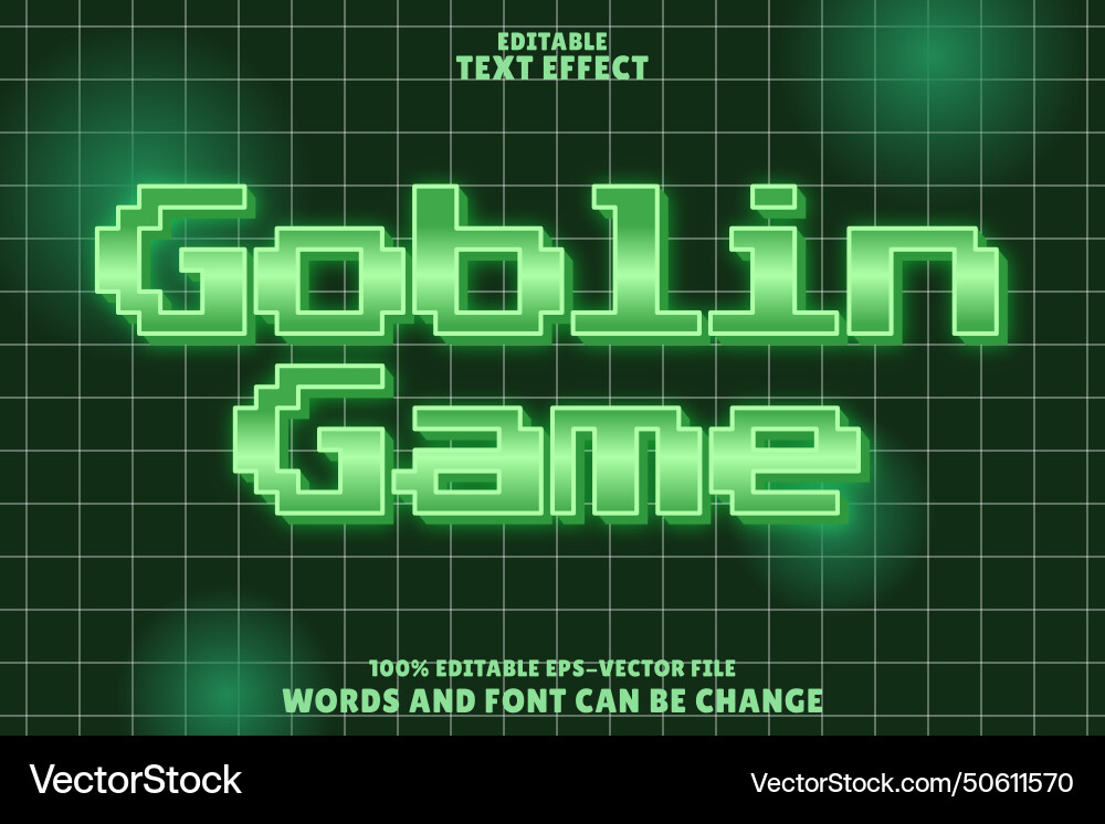 Goblin game editable text effect emboss neon style
