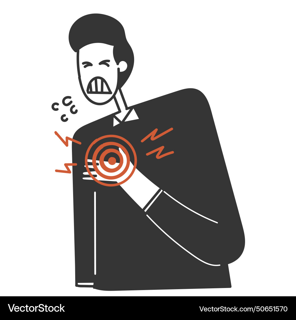 Hand drawn doodle chest pain Royalty Free Vector Image