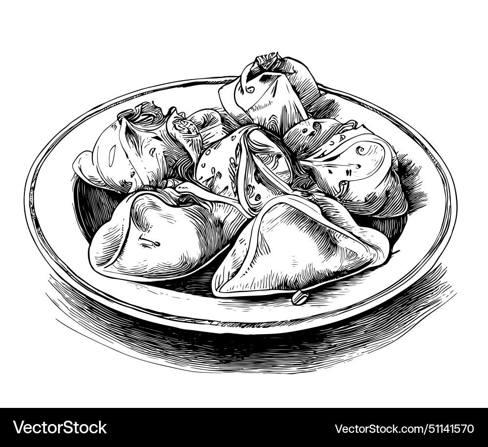 Hand drawn ink ravioli Royalty Free Vector Image