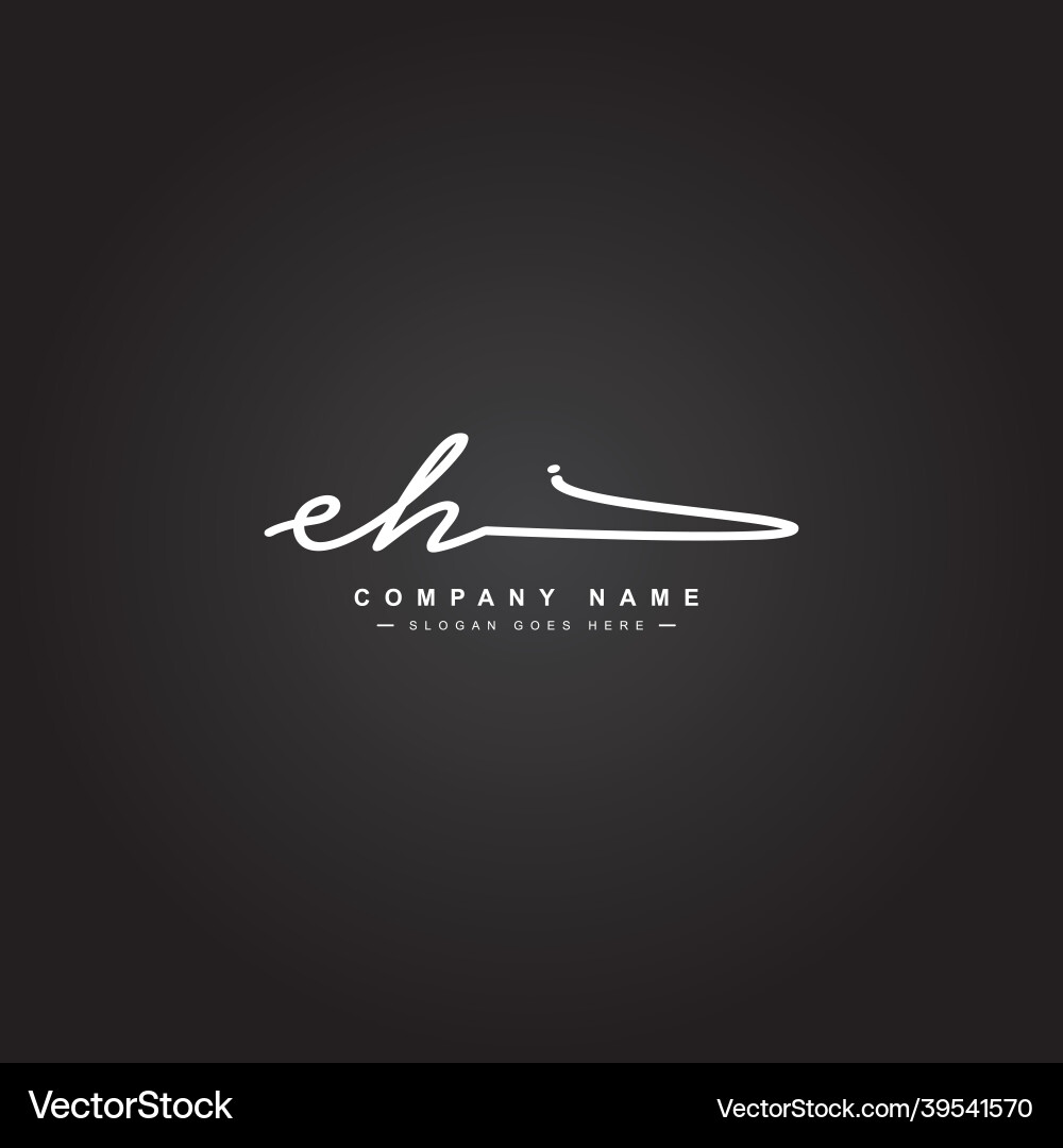Initial letter eh logo - hand drawn signature Vector Image