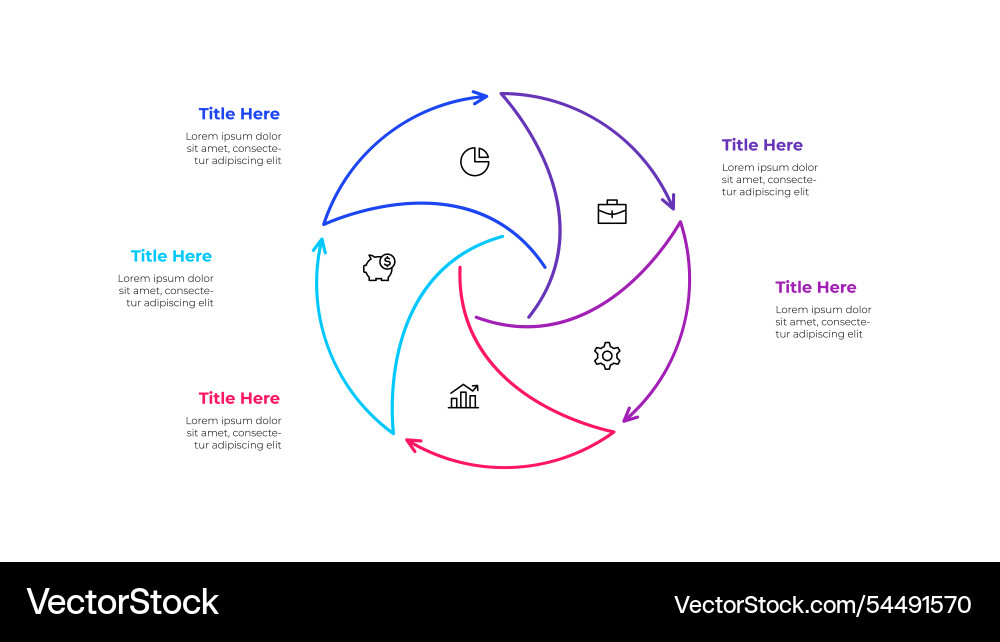 Outline cycle diagram divided into 5 sectors Vector Image Outline cycle diagram divided into 5 sectors Vector Image