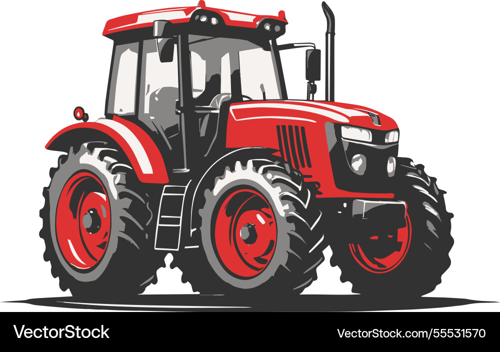 Red tractor Royalty Free Vector Image - VectorStock