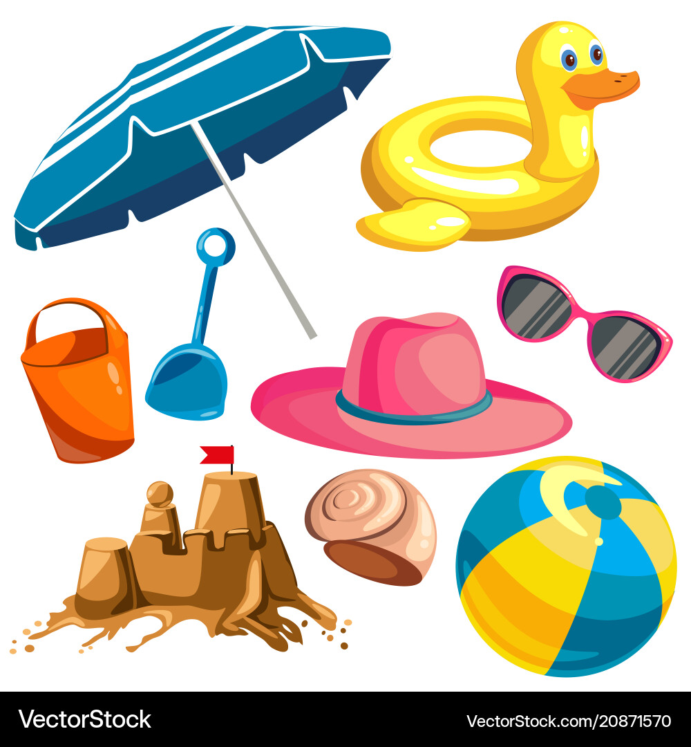 Set for a beach holiday Royalty Free Vector Image