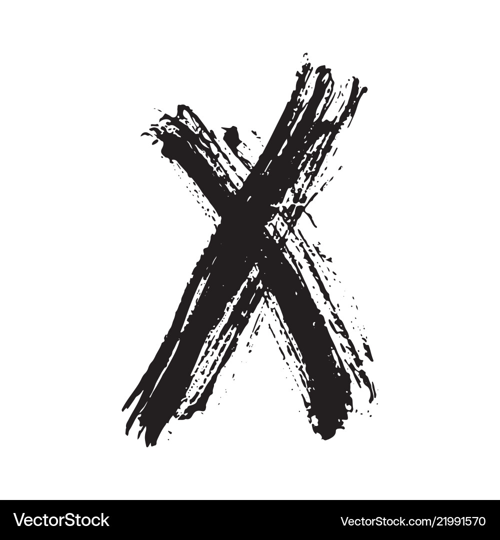 X mark grunge textured hand drawn Royalty Free Vector Image