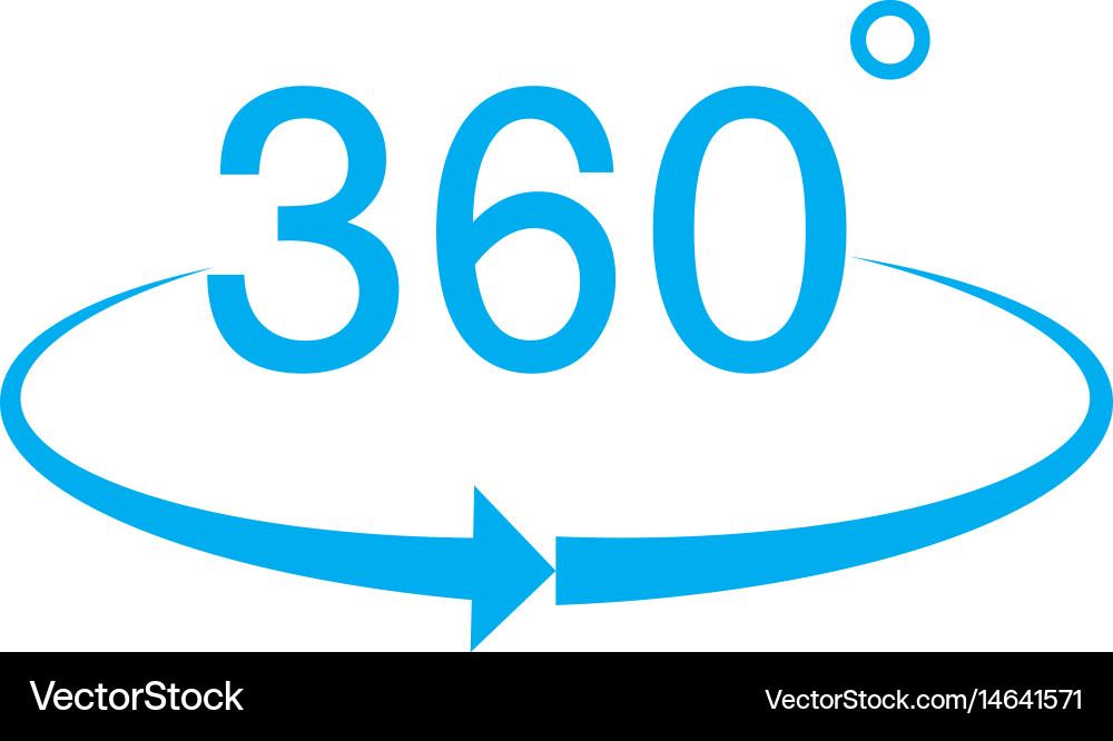 360 degree icon on white background Royalty Free Vector