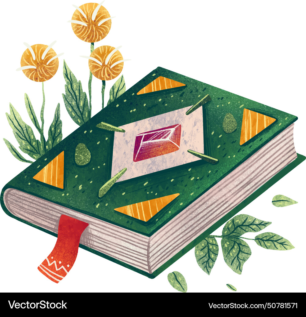 A magic spell book with crystal in the middle Vector Image