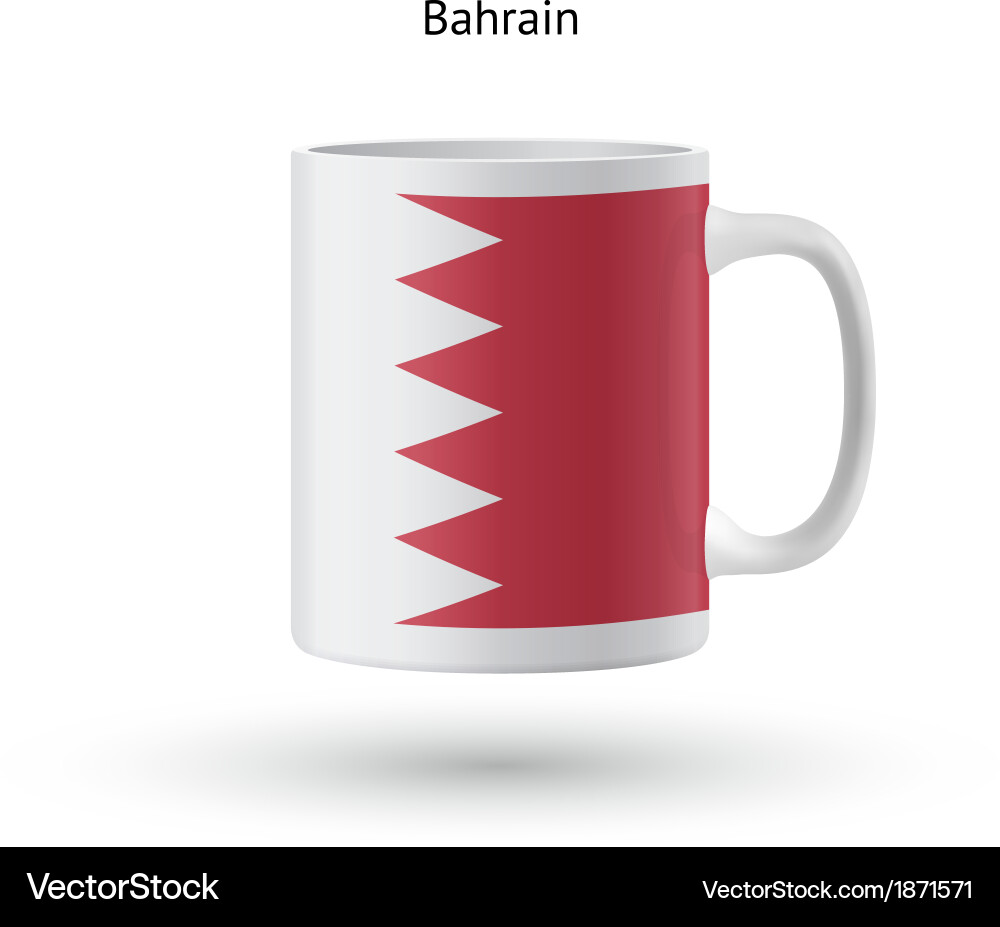 Bahrain flag souvenir mug on white background Vector Image