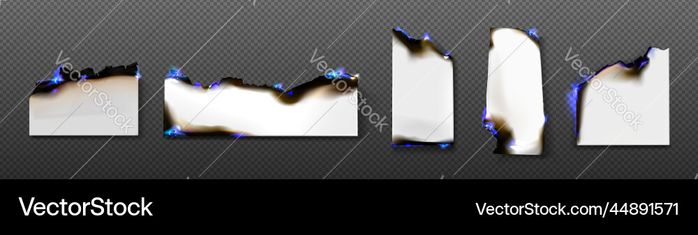 Burning white paper sheets with blue fire Vector Image