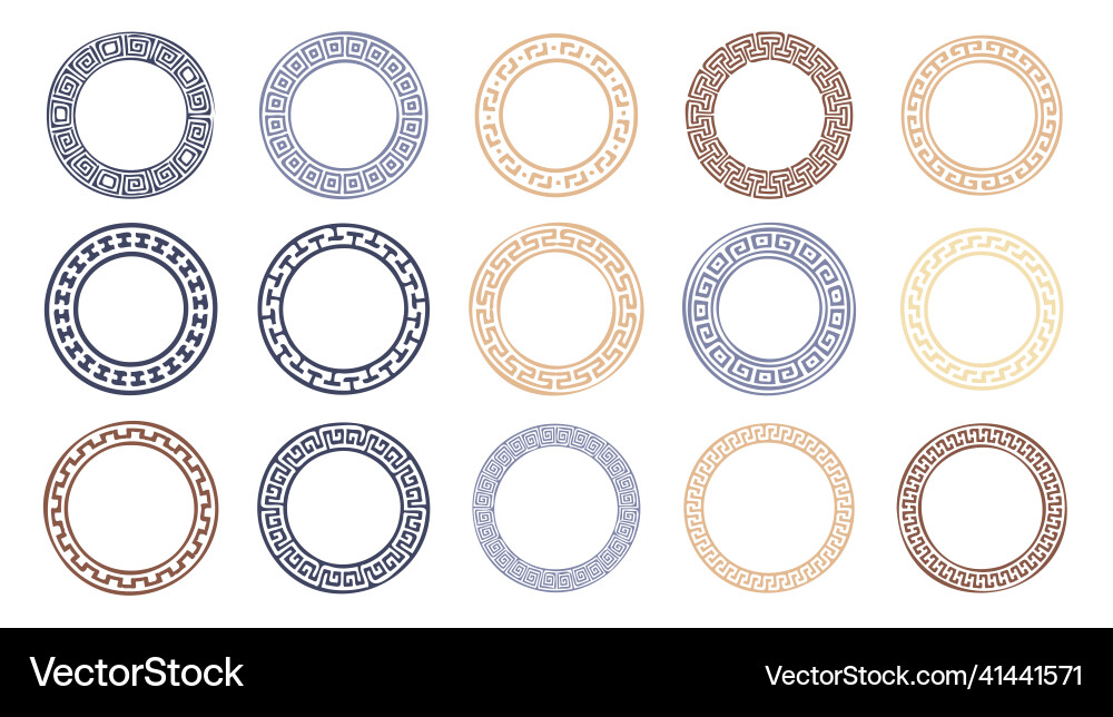 Circle greek frames round meander borders Vector Image