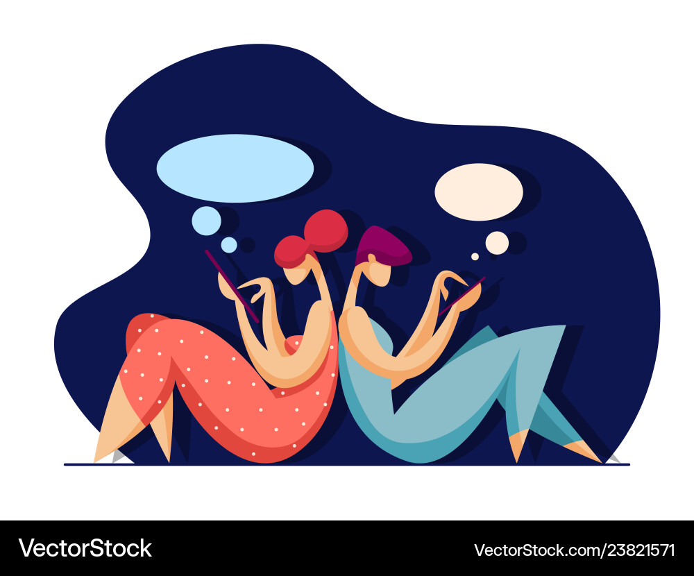 Couple Using Smartphones Royalty Free Vector Image