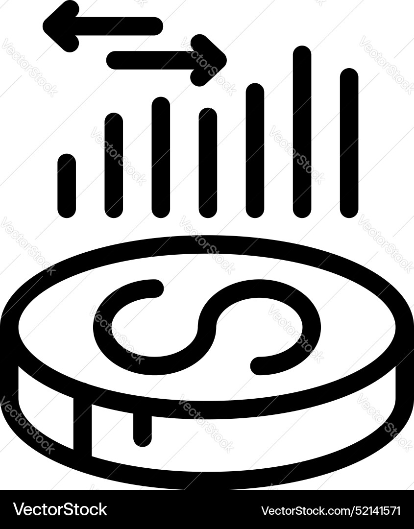 Dollar coin increasing value with upward trend Vector Image