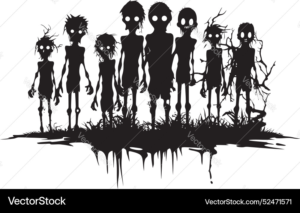 Doodle apocalypse zombies group design rotting Vector Image