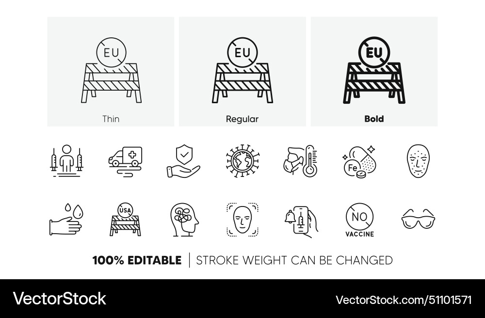 Eu close borders stress and rubber gloves line Vector Image