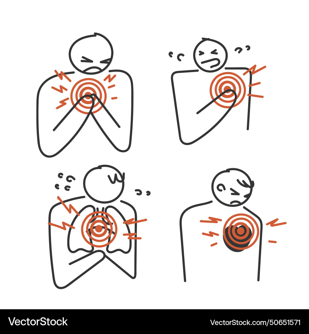 Hand drawn doodle chest pain Royalty Free Vector Image
